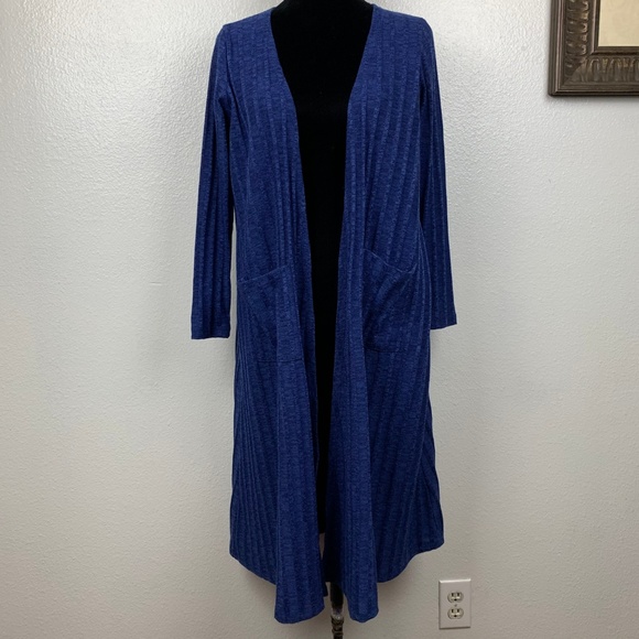 LuLaRoe | Sweaters | Lularoe Sarah Blue Duster Cardigan Topper Ribbed ...